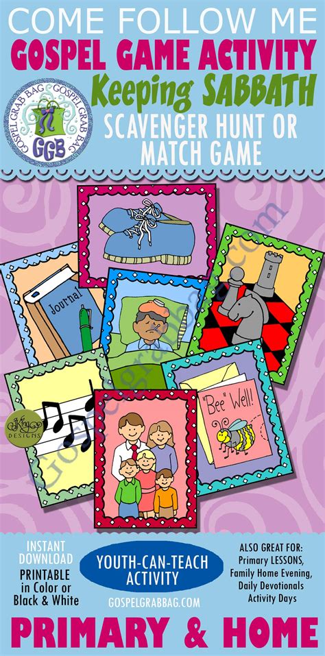 Sabbath Day Lds Lesson Activity Keeping The Sabbath Scavenger Hunt