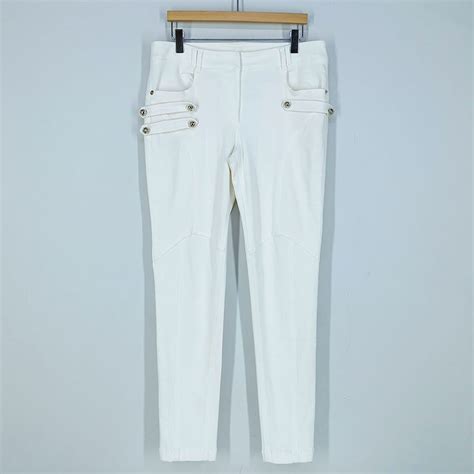 오즈세컨 여 밑단슬릿 코튼 스판 슬림팬츠 화이트 H 세컨웨어