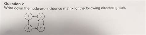 Solved Question 2 Write Down The Node Arc Incidence Matrix
