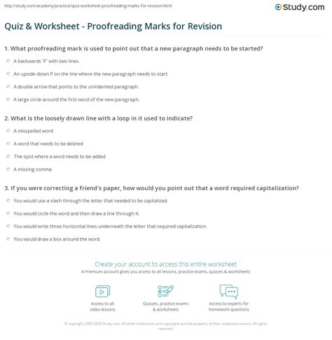 Quiz And Worksheet Proofreading Marks For Revision
