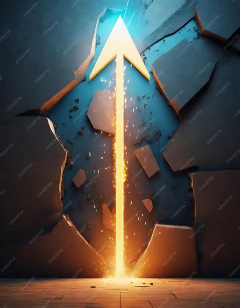 Premium Photo Glowing Arrow Breaking Through Wall Breakthrough And