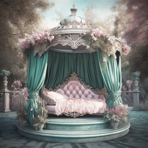 Premium Ai Image Generative Ai Rococo Bedroom With Flowers