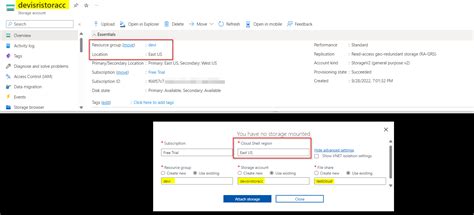 Azure Can T Use Existing Storage Account When Opening Powershell