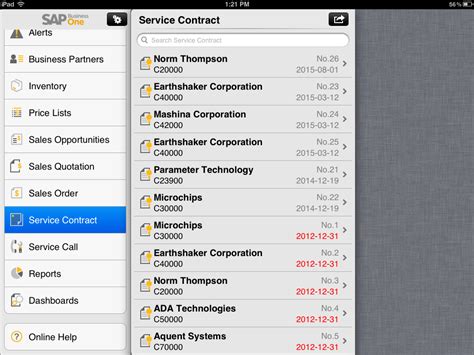 this is the service contracts screen cornerstone