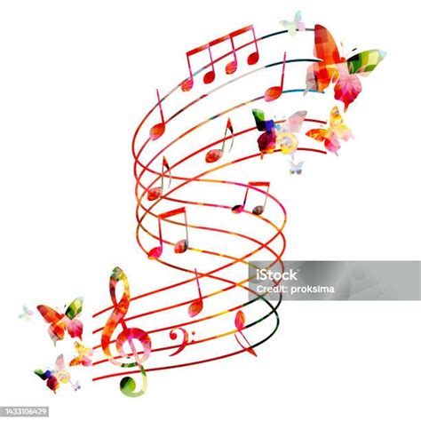 Sfondo Musicale Con Note Musicali Colorate Disegno Illustrazione