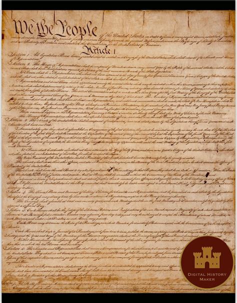 Constitution Of The United States First Page Digitally Remastered And