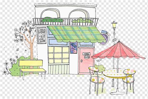 커피 카페 일러스트 화려한 리드 커피 숍 컬러 스플래쉬 가구 텍스트 Png Pngwing