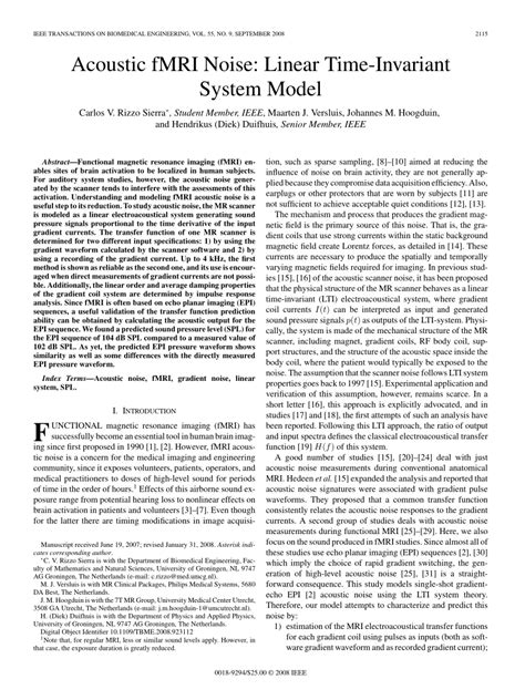 Pdf Acoustic Fmri Noise Linear Time Invariant System Model Pdf Acoustic Fmri Noise Linear Time Invariant System Model
