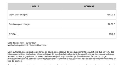 Formulaire pdf Quittance de loyer modèle gratuit word