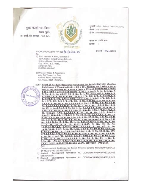 Occupancy Certificate Pdf