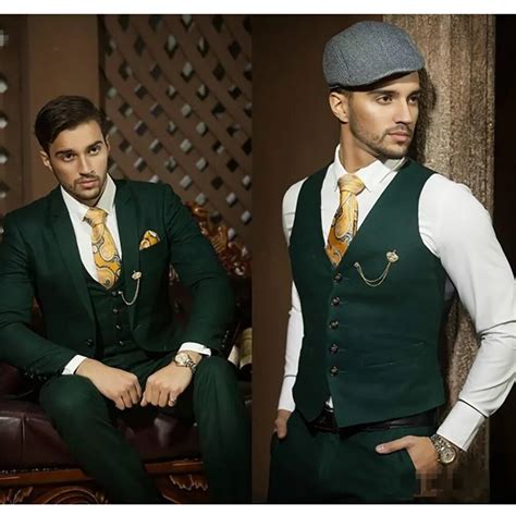 Hot Dark Hunter Verde Homens Terno Noivo Tuxedos Notch Lapel Masculino Blazer Prom Suit