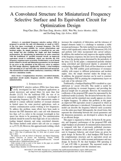 A Convoluted Structure For Miniaturized Frequency Selective Surface And