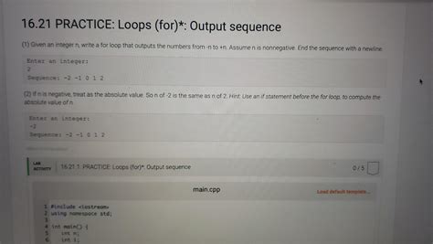 Solved PRACTICE Loops For Output Sequence Chegg Com