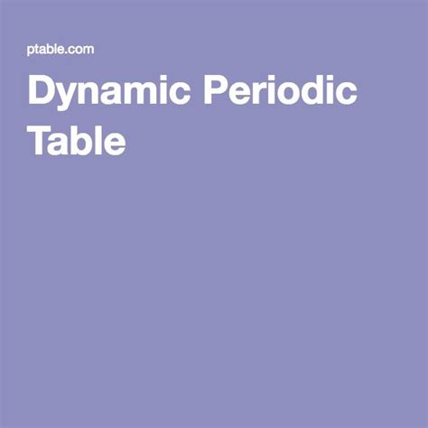 Dynamic Periodic Table Periodic Table Homeschool Science Science Experiments