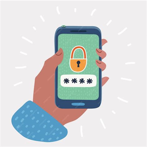 Premium Vector Smartphone Unlocked Notification Button And Password Field Hand Holding A