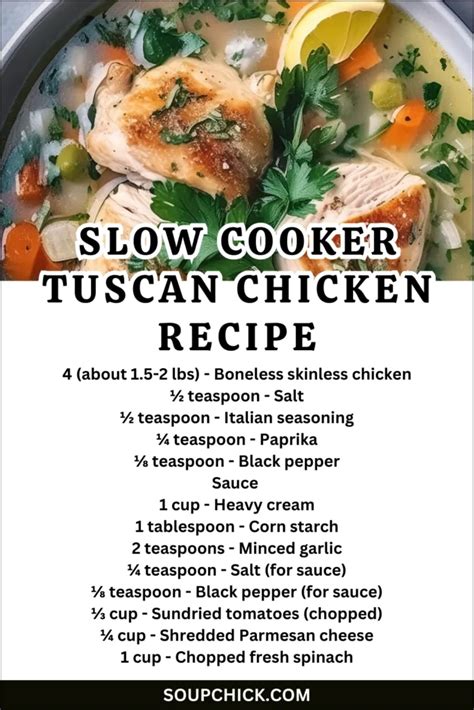 Slow Cooker Tuscan Chicken Recipe Easy Crock Pot Dinner