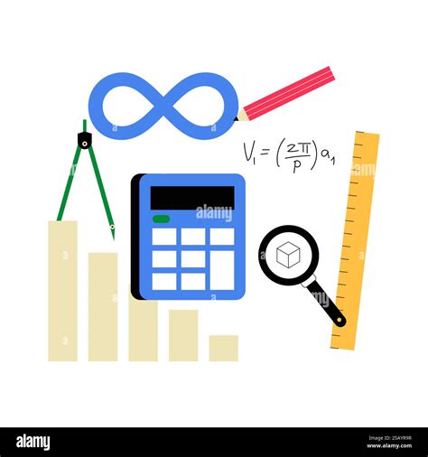 Mathematical Symbols And Tools In Flat Vector Illustration Symbolizing