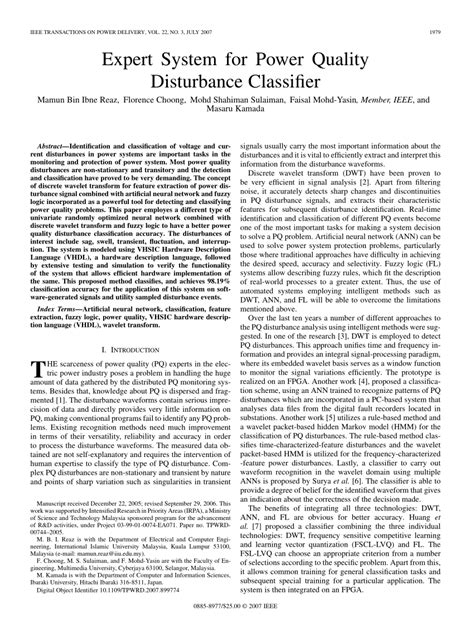 Pdf Expert System For Power Quality Disturbance Classifier
