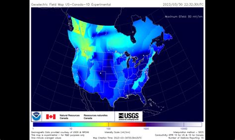 New Experimental Us Canada 1d Geoelectric Field Map Noaa Nws Space