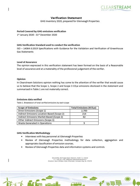 Glenveagh Fy 2020 Ghg Emissions Verification Statement Pdf