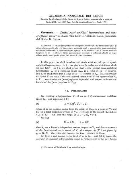 Pdf Special Quasi Umbilical Hypersurfaces And Locus Of Spheres