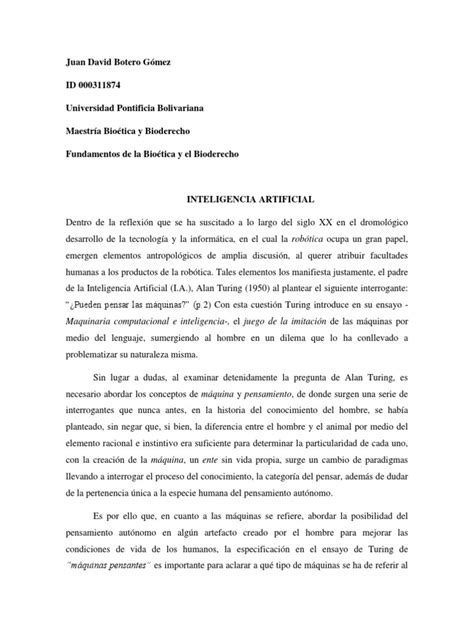 Ensayo Inteligencia Artificial Pdf Inteligencia Artificial
