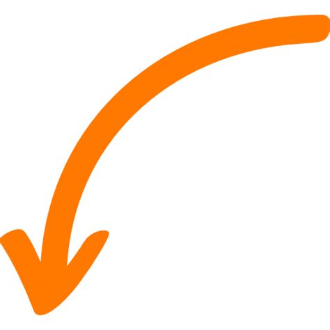 Twisted Arrow Left To Bottom Orange Icon Svg Vector And Png Free Download