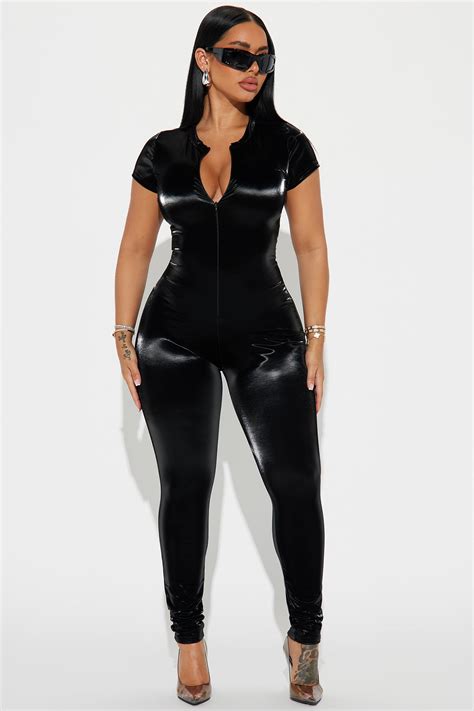 Satisfaction Faux Leather Jumpsuit Black Fashion Nova