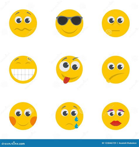 Smug Smile Icons Set Cartoon Style Stock Illustration Illustration Of Funny Icons
