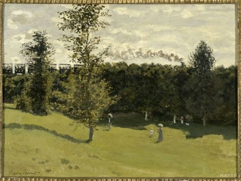 증기선과 기차 클로드 모네 이 작품 속에서 멀리 나무 숲 뒤로 연기를 내뿜으며 달리는 기차는 생 라자르 역에서 교외로 향하는 사람들을 태우고 가는 기차이다