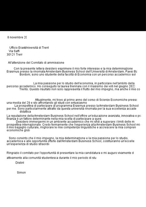 Lettera Motivazionale Erasmus I Migliori Esempi Ilcvperfetto