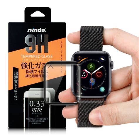 Nisda Apple Watch Series 4 44mm 3d滿版全膠玻璃貼 錶帶錶環 Yahoo奇摩購物中心