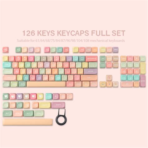 Candy Keycaps 126 Keys Keycaps Moa Profile Dye Sub Personalized For