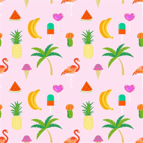 Seamless Summer Tropical Pattern With Flamingo And Pineapple