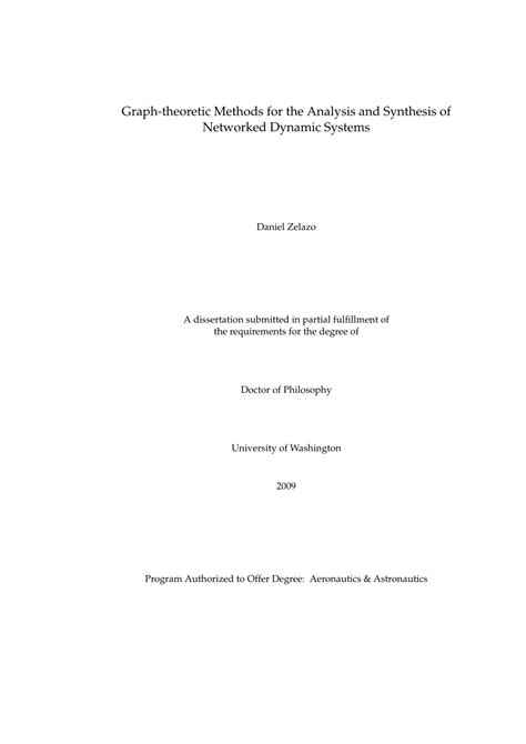 Pdf Graph Theoretic Methods For The Analysis And Synthesis Of Networked Dynamic Systems