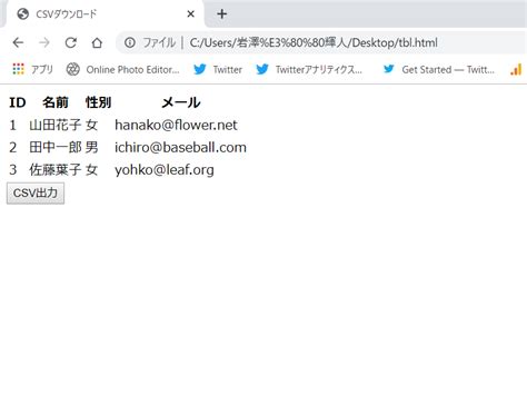 Jqueryでテーブル取得｜csv出力の方法をまとめてみた 駆け出しエンジニアのつぶやき