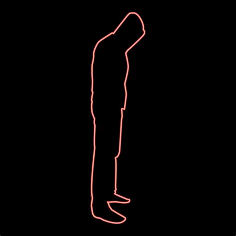 Neon Man In The Hood Concept Danger Silhouette Side View Icon Red Color Vector Illustration