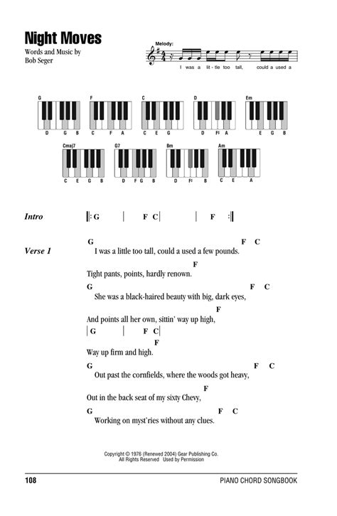 Night Moves By Bob Seger Piano Digital Sheet Music Sheet Music Plus