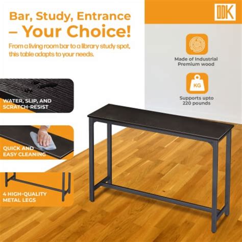 Odk 55 Inch Rectangular Modern Bar And Height Pub Table With Metal Legs