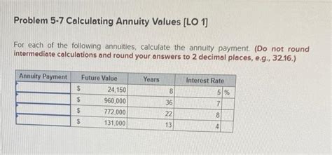 Solved For Each Of The Following Annuities Calculate The Chegg