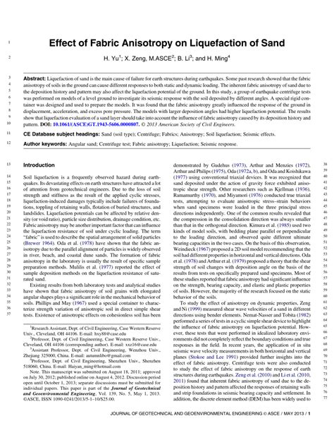 Pdf Effect Of Fabric Anisotropy On Liquefaction Of Sand
