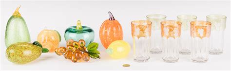 Lot 132 Group Of Decorative Glass Items And Tray 14 Pcs Case Auctions