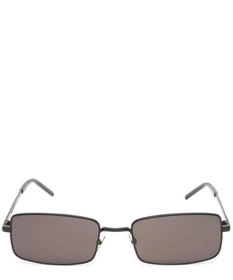 Saint Laurent Narrow Rectangular Sunglasses In Black Modesens