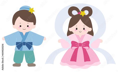 織姫と彦星のイラスト Stock Vector Adobe Stock