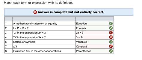 Solved Match Each Term Or Expression With Its Definition