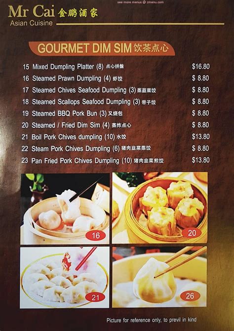 Menu At Mr Cai Asian Cuisine Restaurant East Gosford