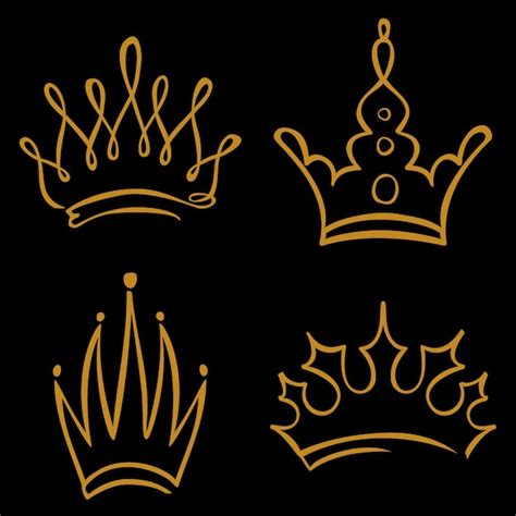 Premium Vector Royal Crowns Set Golden Crowns Set Golden Crowns