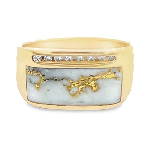 Mens Gold Quartz And Diamond Ring Rm1005dq 30 Off This Week Alaska Mint