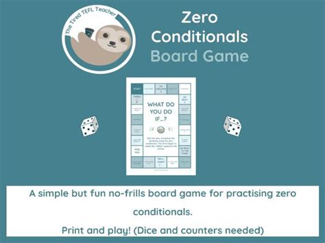 Esl Zero Conditional Board Game Teaching Resources