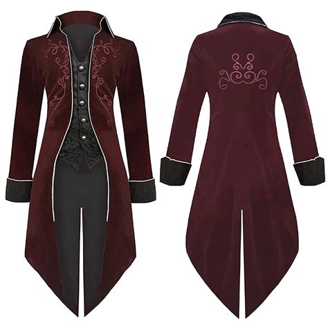 Apexfwdt Halloween Mens Medieval Steampunk Tailcoat Victorian Gothic